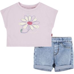 Levi's® kids Levi's® Kids Shirt & Shorts mit Blumen-Frontprint, rosa