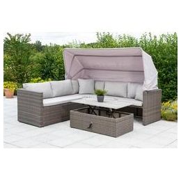 Loungegarnitur 'SanMarco', 3-tlg. Holz/Metall/Textil