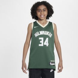 Milwaukee Bucks Icon Edition 2023/24 Nike NBA Swingman Trikot für ältere Kinder - Grün