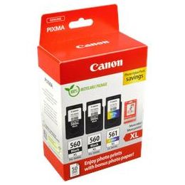 3 Canon Tinten 3712C012 Photo Value Pack 2 x PG-560XL + 1 x CL-561XL 4-farbig + Papier