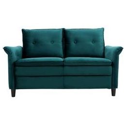 Miliboo Design-Sofa aus Samt Petrolblau 2 Plätze CLIFF