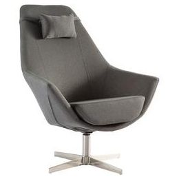 Miliboo Design-Sessel Polyester Dunkelgrau Aluminium-Sternfuß AMADEO