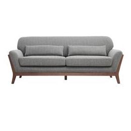 Miliboo Vintage-Sofa in Grau und Nussbaum 3-Sitzer YOKO