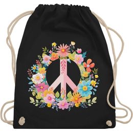 Shirtracer Turnbeutel Peace-Zeichen Peacezeichen Frieden Hippie Flow Power 60er 70er Flowerp