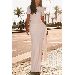 AFAZ New Trading UG Sommerkleid Elegantes und modisches einfarbiges Slim-Fit-Damenkleid Modisches Kleid mit unregelmäßigem Saum