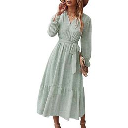 KIKI 2-in-1-Kleid Kleid Damen Sommer Lang V-Ausschnitt Wickelkleid Sommermode Kurzarm