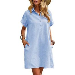 KIKI 2-in-1-Kleid Sommerkleid Knielang Casual Strandkleid Kurzarm Kleid Shirtkleider