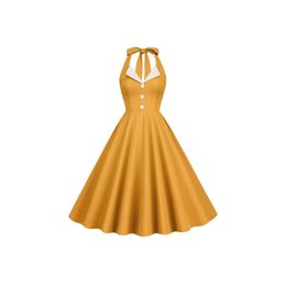 jalleria Dirndl Rückenfreies Neckholder-Kleid im Retro-Stil mit Revers