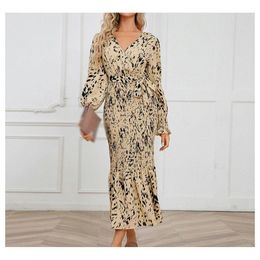 AFAZ New Trading UG Wickelkleid Langärmeliges Kleid mit Schwalbenschwanz-Saum im Blumigen Stil