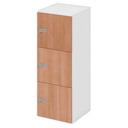 Hammerbacher Schließfachschrank weiß, nussbaum V234L3/W/N/ZS, 3 Schließfächer 40,0 x 42,0 x 110,0 cm