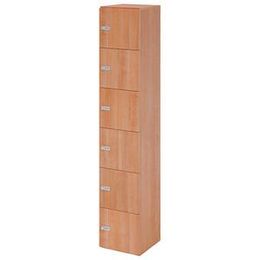 Hammerbacher Schließfachschrank nussbaum V264L6/N/N/ZS, 6 Schließfächer 40,0 x 42,0 x 215,6 cm