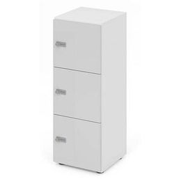 Hammerbacher Schließfachschrank weiß, lichtgrau V234L3/W/5/ZS, 3 Schließfächer 40,0 x 42,0 x 110,0 cm