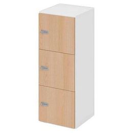 Hammerbacher Schließfachschrank weiß, eiche V234L3/W/E/ZS, 3 Schließfächer 40,0 x 42,0 x 110,0 cm