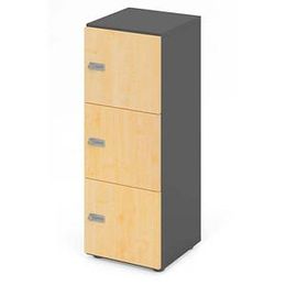 Hammerbacher Schließfachschrank grafit, ahorn V234L3/G/3/ZS, 3 Schließfächer 40,0 x 42,0 x 110,0 cm