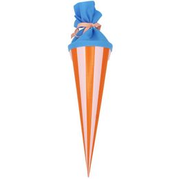 Schultüte STREIFEN (35cm) in orange/rose