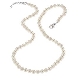 Zeeme Pearls Collier 925/- Sterling Silber Süßwasserzuchtperle 42+3cm Glänzend