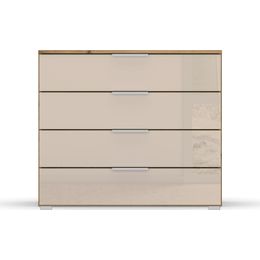 Kommode Rauch "Koluna" Sideboards Gr. B/H/T: 93 cm x 81,0 cm x 42,0 cm, 4, beige (eiche artisan, glas champagner) Kommode