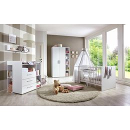 Babyzimmer-Komplettset BMG MÖBEL "Luis" Schlafzimmermöbel-Sets Gr. Ohne Umbauseiten-Set + Kaltschaummatratze, weiß Baby Komplett-Babybetten