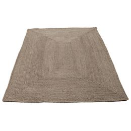 Teppich CarpetFine "Nele Juteteppich Naturfaser" Teppiche Gr. B/L: 160 cm x 230 cm, 6 mm, 1 St., grau (taupe) Esszimmerteppiche