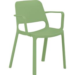 mayer Sitzmöbel Stapelstuhl MAYER SITZMÖBEL "2051" Stühle Gr. B/H/T: 62 cm x 82 cm x 55 cm, integrierte Armlehnen + Kunststoff, grün (schilf, schilf) Stapelstühle