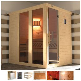 Weka Sauna "Kemi Panorama" Saunen beige (naturbelassen) Saunen