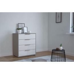 Schubkastenkommode Wiemann "Monaco" Sideboards Gr. B/H/T: 60 cm x 70 cm x 43 cm, 4, grau (kieselgrau, dekor, glas weiß) Schubladenkommoden