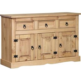 Sideboard Home Affaire Sideboards Gr. B/H/T: 132 cm x 84 cm x 44 cm, 3 Schubladen, 3 Türen, 3, gelb (honig) Sideboards