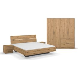 Schlafzimmer-Set Rauch "Challenger" Schlafzimmermöbel-Sets Gr. Bett 180 x 200 cm-Schrank 4-trg. Höhe 197 cm + ohne Matratze, B/H: 180 cm x 200 cm, braun (eiche artisan) Komplett Schlafzimmer