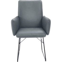 K+w Komfort & Wohnen Armlehnstuhl K+W KOMFORT & WOHNEN Stühle Gr. B/H/T: 61 cm x 91 cm x 62 cm, 1 St., Leder CLOUD, Metall, blau (aqua, schwarz) Armlehnstühle