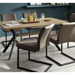 Esszimmerstuhl MCA furniture "Kian" Stühle Gr. B/H/T: 63 cm x 80 cm x 51 cm, Antiklederoptik, braun (braun, schwarz matt lackiert) Küchenstühle
