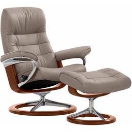 Hocker stressless "Opal" Gr. B/H/T: 54 cm x 41 cm x 40 cm, Leder BATICK, Signature Base Braun, braun (mole) stressless