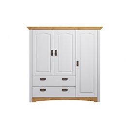 Wäscheschrank Home Affaire "Konrad" Schränke Gr. B/H/T: 133 cm x 132 cm x 39 cm, 3 St., weiß (weiß, natur) Mehrzweckschränke