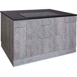 Kücheninsel Optifit "Tara" Komplettküchen-Sets Gr. B: 150 cm, grau (küche: betonfarben) Optifit