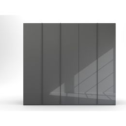 Drehtürenschrank Rauch "Skat Meridian" Schränke Gr. B/H/T: 251 cm x 235 cm x 63 cm, 5 St., grau (graphit, glas basalt) Drehtürenschränke
