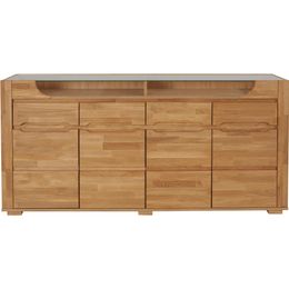 Sideboard Woltra "Denis" Sideboards Gr. B/H/T: 200 cm x 95 cm x 40 cm, Holzwerkstoff eichefarben (Korpus) / Massivholz Eiche (Front), braun (eiche teilmassiv) Sideboards