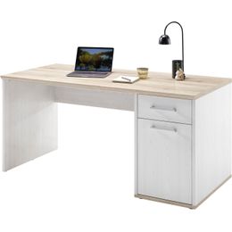 Schreibtisch BEGA OFFICE "Romance" Tische Gr. B/H/T: 160 cm x 76 cm x 73 cm, weiß (weiß, eiche san remo nachbildung) Schreibtische