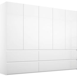 Drehtürenschrank Rauch "Elmo" Schränke Gr. B/H/T: 251 cm x 223 cm x 61 cm, mit Beleuchtung, 5 St., weiß (weiß, hochglanz weiß) Drehtürenschränke