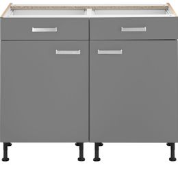 Unterschrank Optifit "Parma" Schränke Gr. B/H/T: 100 cm x 87 cm x 58,4 cm, 2 St., Komplettausführung, grau (basaltgrau) Unterschränke