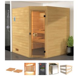 Weka Sauna "Vaasa 2 Eck" Saunen beige (natur) Saunen