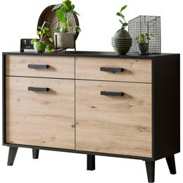 Sideboard Inosign "ARTONA" Sideboards Gr. B/H/T: 125,3 cm x 85 cm x 39,3 cm, Soft Close, 2, schwarz (artisan, schwarz) Sideboards