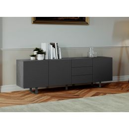 Sideboard DIVENTA Sideboards Gr. B/H/T: 220 cm x 67 cm x 45 cm, schwarz (beton schwarz) Sideboards