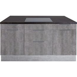 Kücheninsel Optifit "Tara" Komplettküchen-Sets Gr. B: 160 cm, grau (küche: beton) Optifit