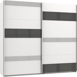 Schwebetürenschrank wimex "Monaco" Schränke Gr. B/H/T: 180 cm x 208 cm x 65 cm, 2 St., weiß (weiß, absetzung glas grey und light grey) Schwebetürenschränke Schiebetürenschränke