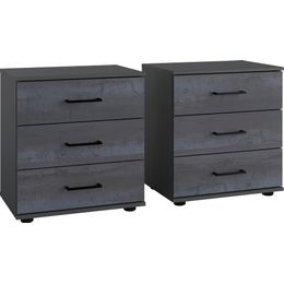 Nachtkommode wimex "Kopenhagen" Sideboards Gr. B/H/T: 52 cm x 58 cm x 38 cm, Set, 2 Nachtkommoden, 3, grau (digi steel optik, graphit) Nachtkonsolen und Nachtkommoden