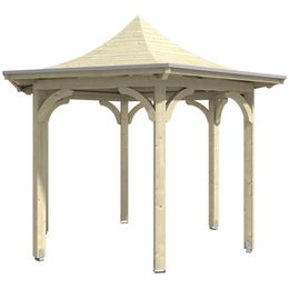 Skan Holz Holzpavillon SKANHOLZ "Versailles" Pavillons Gr. B/H/T: 360 cm x 332 cm x 418 cm, beige (natur) Feststehende Pavillons