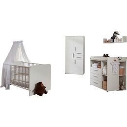 Babyzimmer-Komplettset BMG MÖBEL "Lea" Schlafzimmermöbel-Sets Gr. Ohne Umbauseiten-Set + ohne Matratze, weiß Baby Komplett-Babybetten