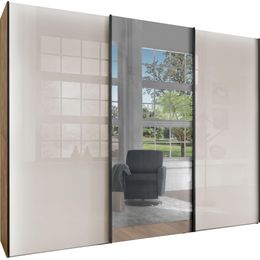 Schwebetürenschrank Wiemann "Monaco" Schränke Gr. B/H/T: 295,2 cm x 236 cm x 67 cm, 3 St., weiß (bianco, eiche, nachbildung, glas champagner, kristallspiegel) Schranksysteme und Schrankserien