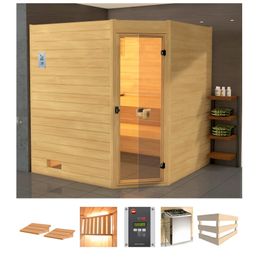 Weka Sauna "Vaasa 3 Eck" Saunen beige (natur) Saunen