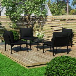 MAISONCHIC - 5-tlg. Garten-Lounge-Set Gartenmöbel-Set Terrassen-Sitzgruppe mit Auflagen Schwarz pvc ZDEH42606