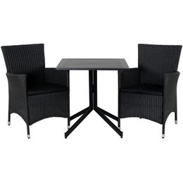 ebuy24 Way Gartenset Tisch 70x70cm und 2 Stühle Knick schwarz.